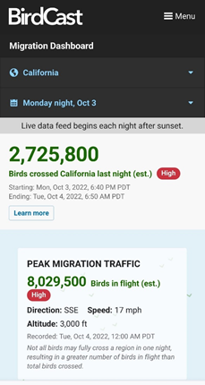 BirdCast: Migration Data & Forecasting | SANTA MONICA BAY AUDUBON ...